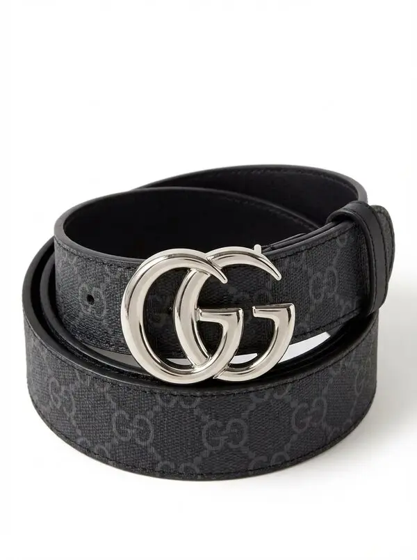 Gucci Reversible Gg Marmont Thin Belt - Black