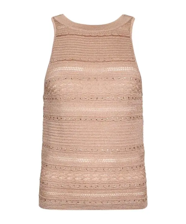 Liu Jo Sleeveless Openwork Knit Top - Nude