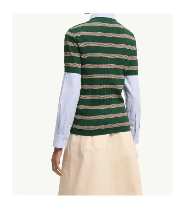 Moncler Striped Cotton Short Sleeve Polo Shirt
