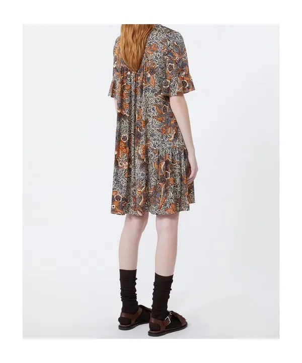 Max Mara Printed Short Sleeve Dress With Ruffles