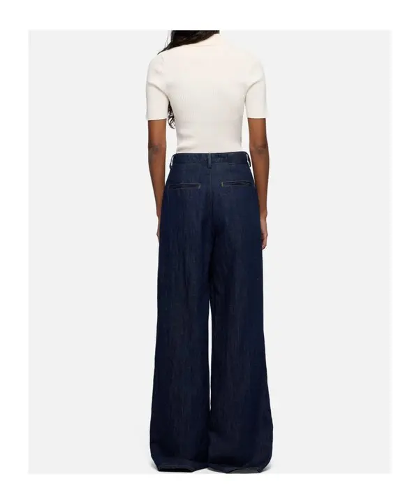 7 For All Mankind Indigo Linen Wide Leg Trousers