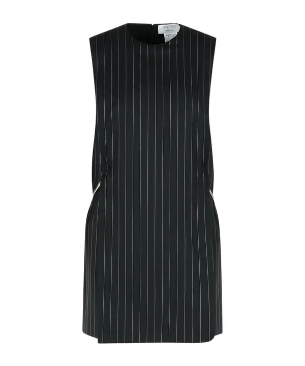 Sportmax Sleeveless Round Neck Striped Dress With Zipper Closure