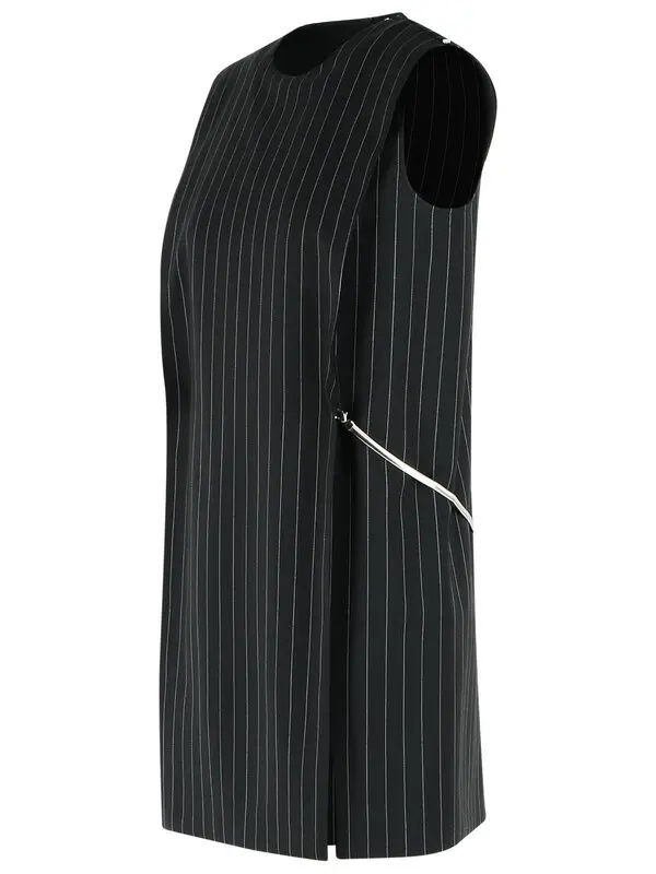 Sportmax Sleeveless Round Neck Striped Dress With Zipper Closure