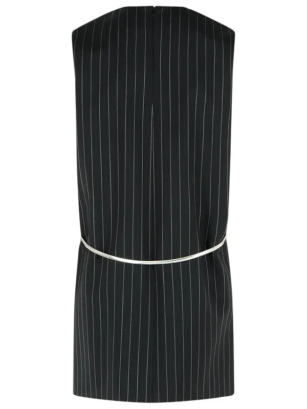Sportmax Sleeveless Round Neck Striped Dress With Zipper Closure