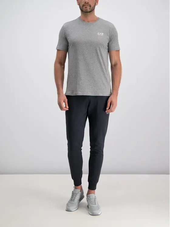 EA7 Logo Round-necked T-shirt - Gray