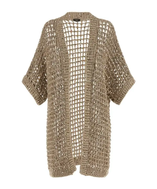 Peserico Open-knit Sequined Cardigan - Brown