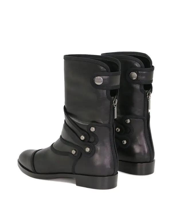 Dolce & Gabbana Leather Ankle Boots With Zipper Detail