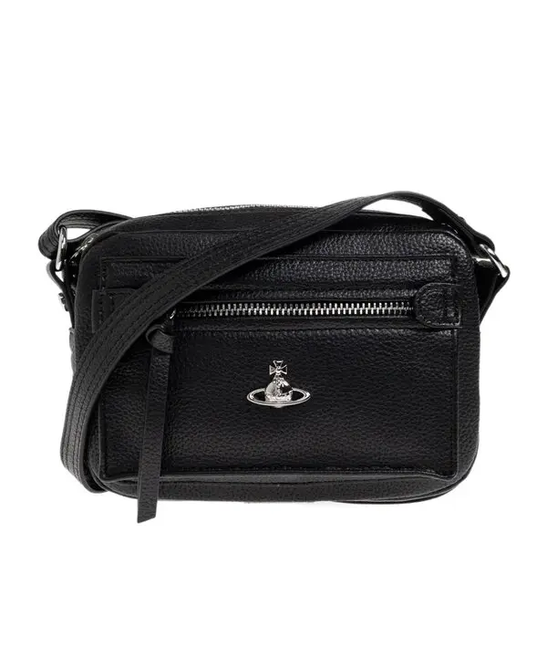 VIVIENNE WESTWOOD Hannah Logo Detailed Zipped Shoulder Bag - Black