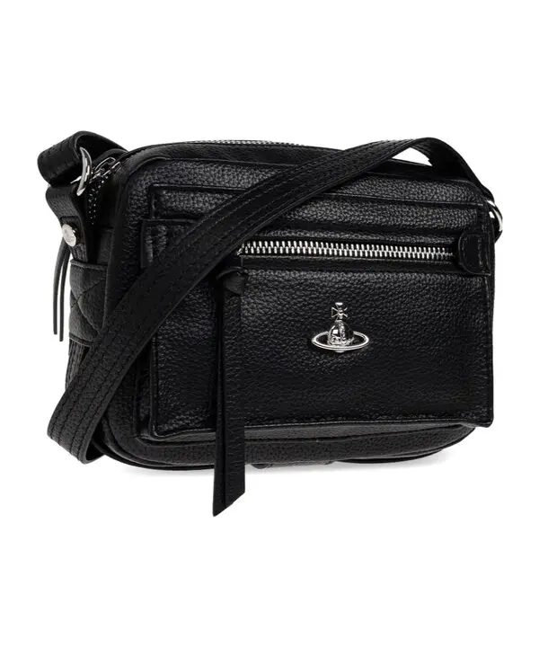 VIVIENNE WESTWOOD Hannah Logo Detailed Zipped Shoulder Bag - Black