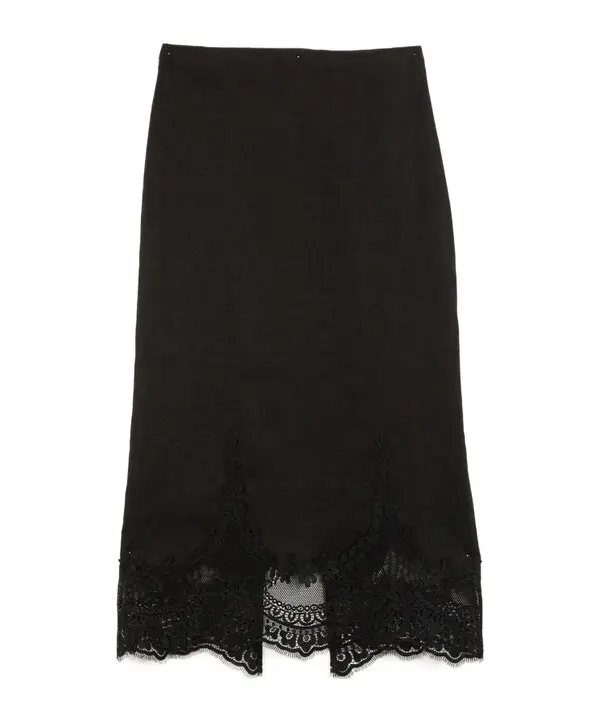 TWINSET Scalloped Lace Hem Skirt - Black