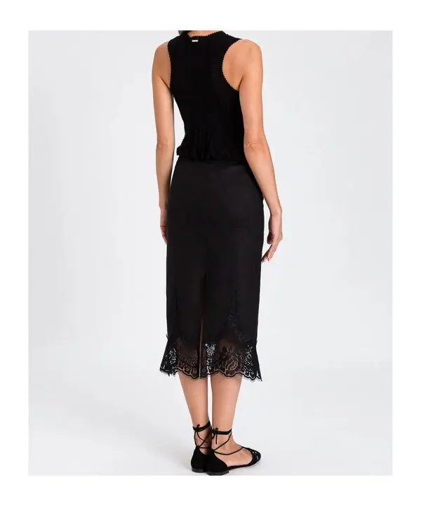 TWINSET Scalloped Lace Hem Midi Skirt