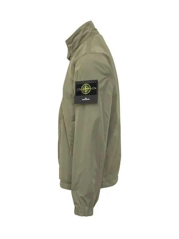Stone Island High Neck Jacket With Logo Patch