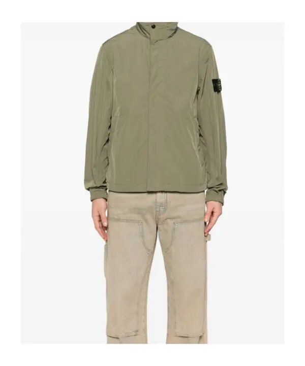 Stone Island High Neck Jacket With Logo Patch