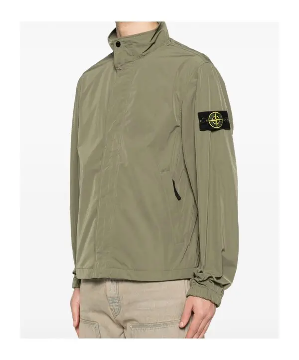 Stone Island High Neck Jacket With Logo Patch