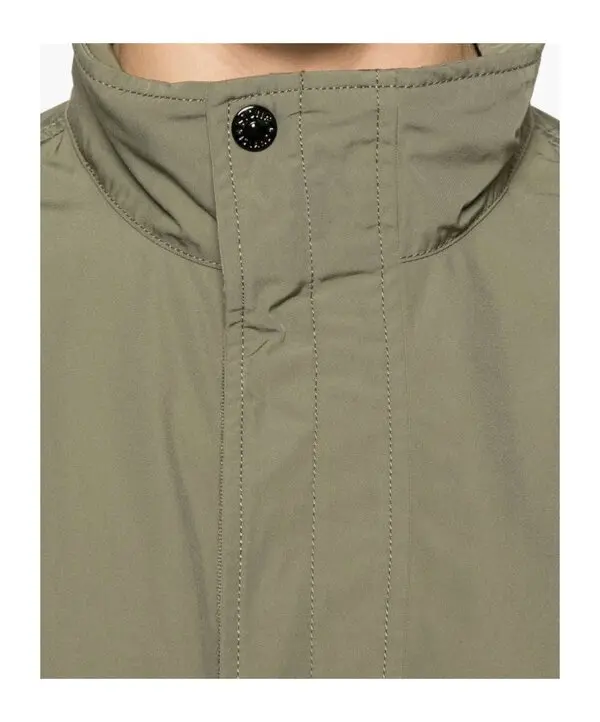 Stone Island High Neck Jacket With Logo Patch