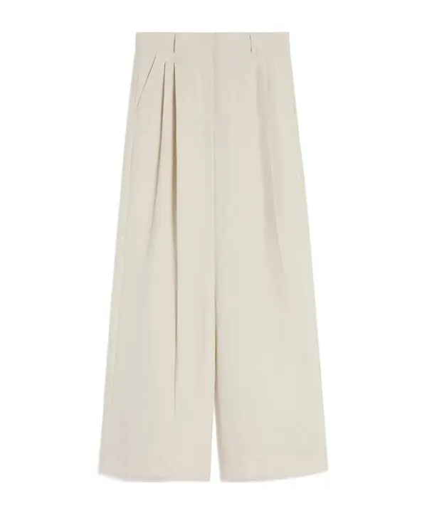 Max Mara Veliero Pleated Wide-leg Trousers - Beige