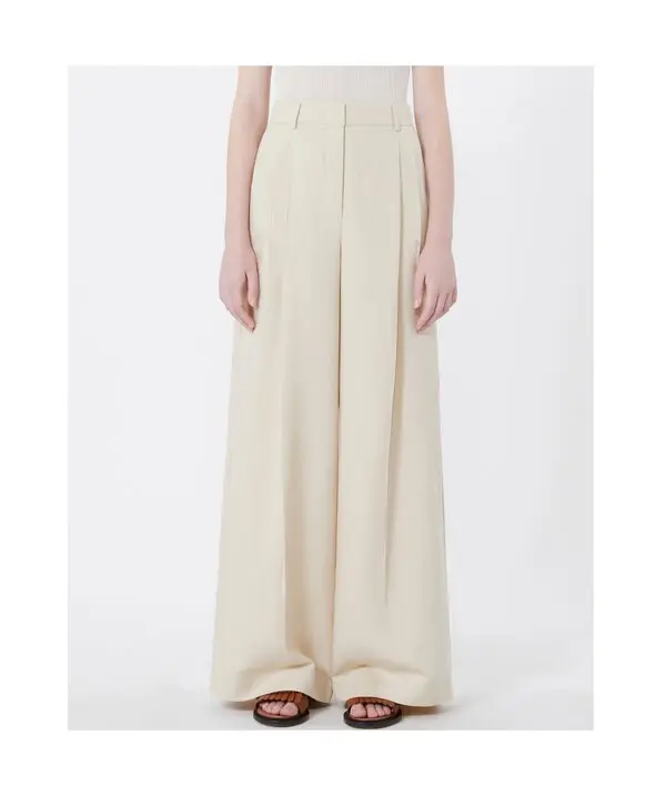 Max Mara Veliero Pleated Wide-leg Trousers - Beige