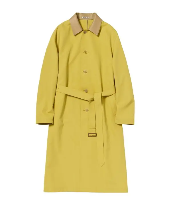 Auralee Belted Contrast-collar Coat - Mustard Yellow