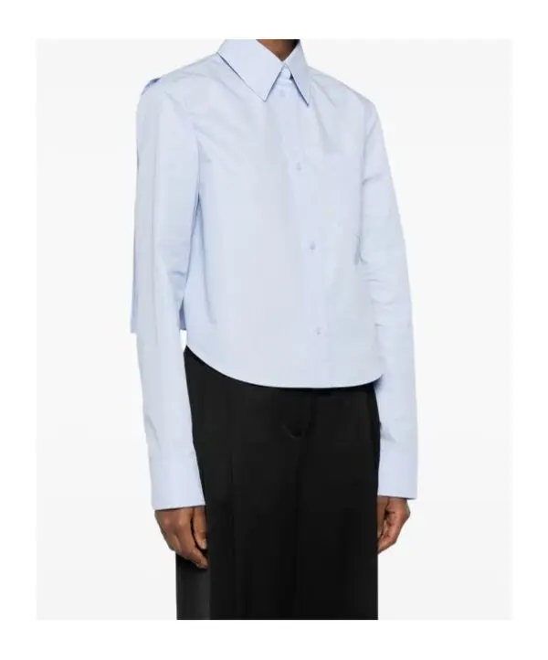 Sportmax Pleated Cotton Shirt - Transparent Blue
