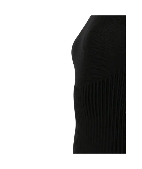 Alaïa Ribbed Mock Neck Short Sleeve Knit Top