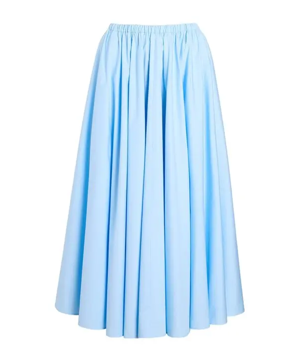 PATOU Elasticated Waist Midi Skirt With Pleated Details - Blue