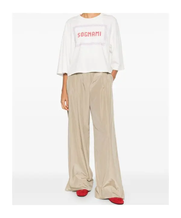 FORTE_FORTE Pleated Wide Leg Trousers - Sand