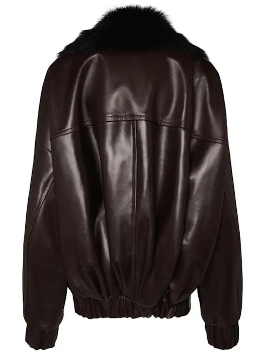 Khaite Daemon Leather Jacket With Fur Collar - Black