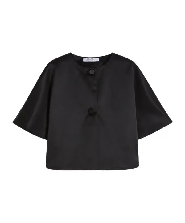 Max Mara Buttoned Cape With Bow Detail - Black