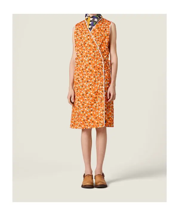 Miu Miu Floral Printed Sleeveless V-neck Midi Wrap Dress