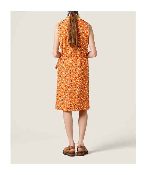 Miu Miu Floral Printed Sleeveless V-neck Midi Wrap Dress