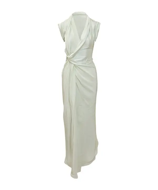 Victoria Beckham Asymmetrical Knotted Maxi Dress - Gray