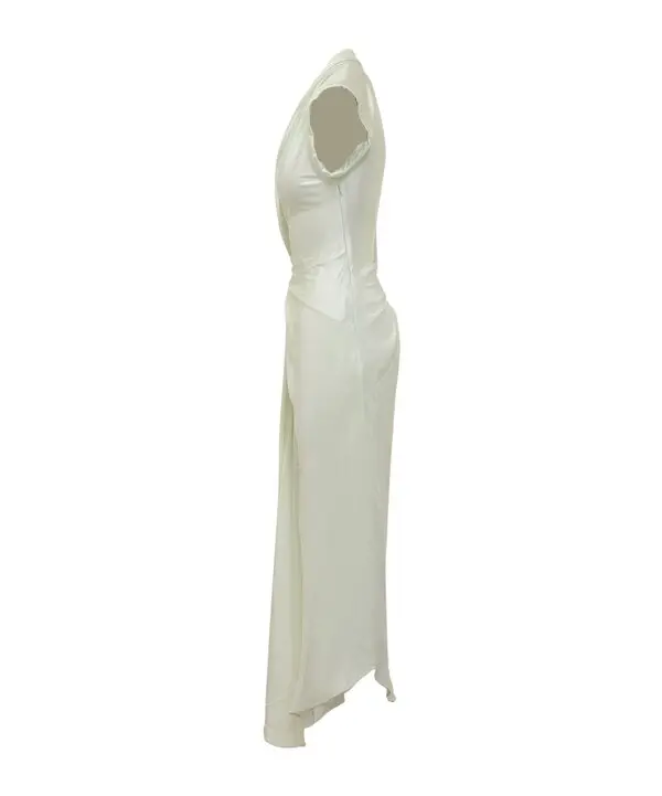 Victoria Beckham Asymmetrical Knotted Maxi Dress - Gray