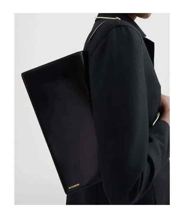 JIL SANDER Folded Flap Shoulder Bag - Black