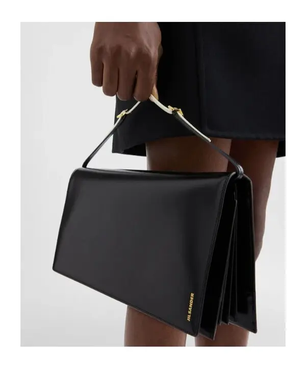 JIL SANDER Folded Flap Shoulder Bag - Black
