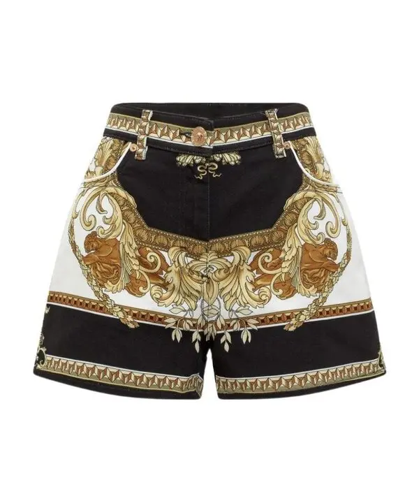 Versace Baroque Print Denim Shorts