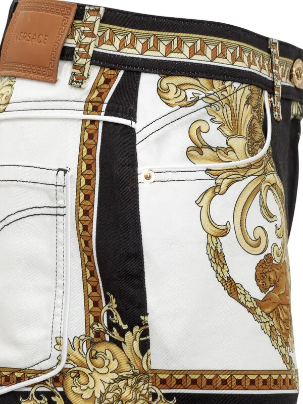 Versace Baroque Print Denim Shorts