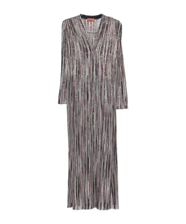 Missoni Striped V-neck Cardigan - Gray