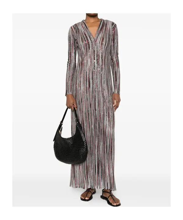 Missoni Striped V-neck Cardigan - Gray