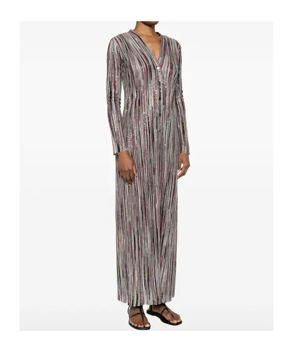 Missoni Striped V-neck Cardigan - Gray