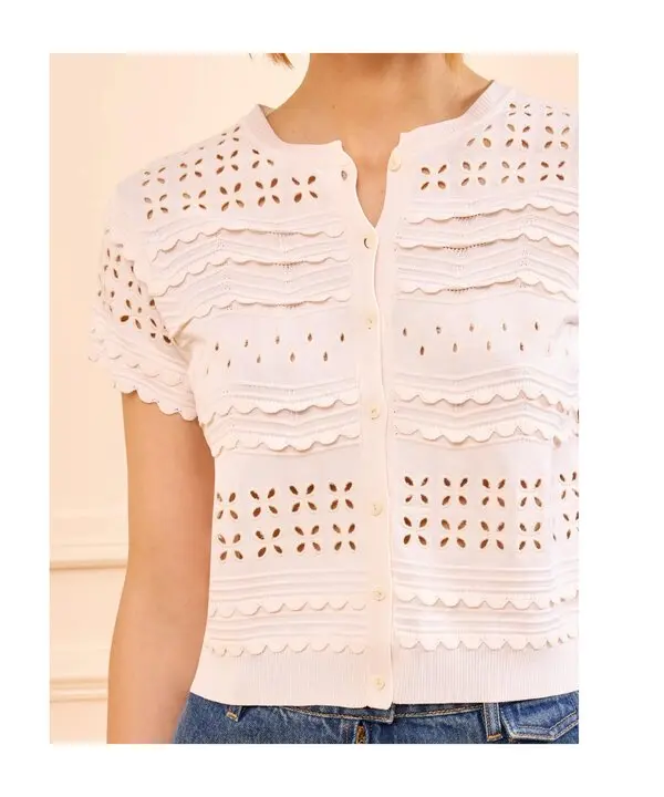 Ulla Johnson Adriana Embroidered Cardigan - Cowrie