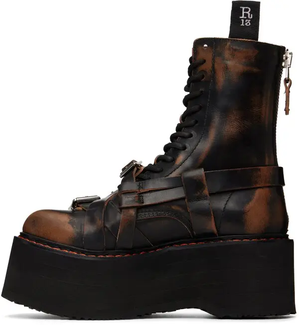 R13 Lace-up Double-layer Ankle Boots