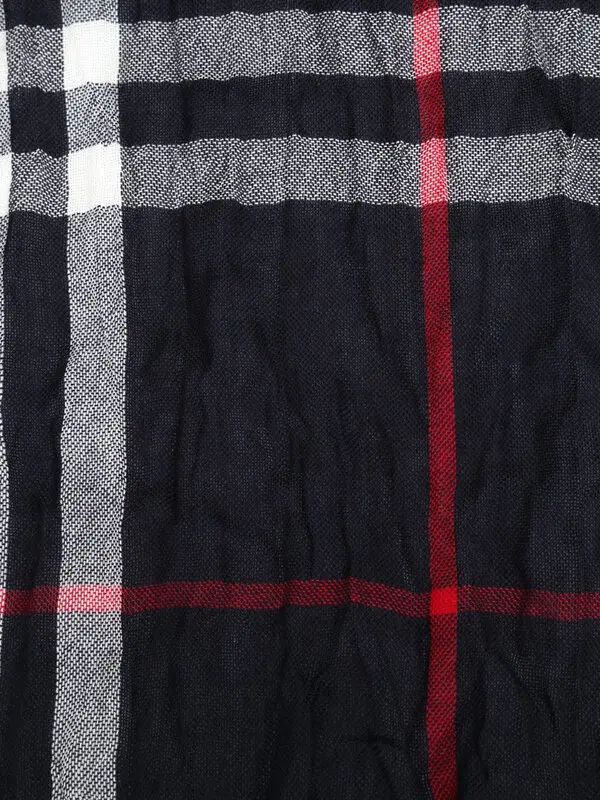 Burberry Plaid Wool Blended Scarf - Black