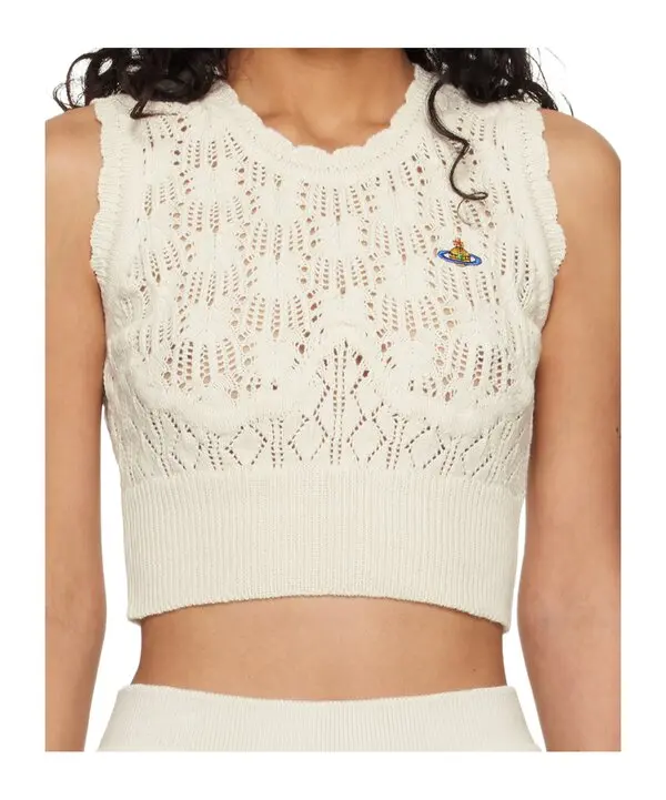 VIVIENNE WESTWOOD Ella Orb Embroidered Knitted Top - Cream