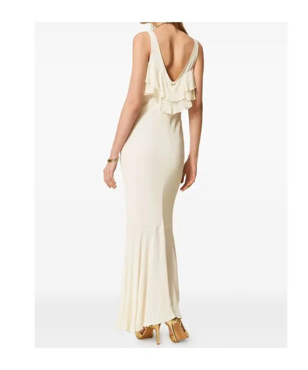 TWINSET Ruffled V-neck Maxi Dress - White