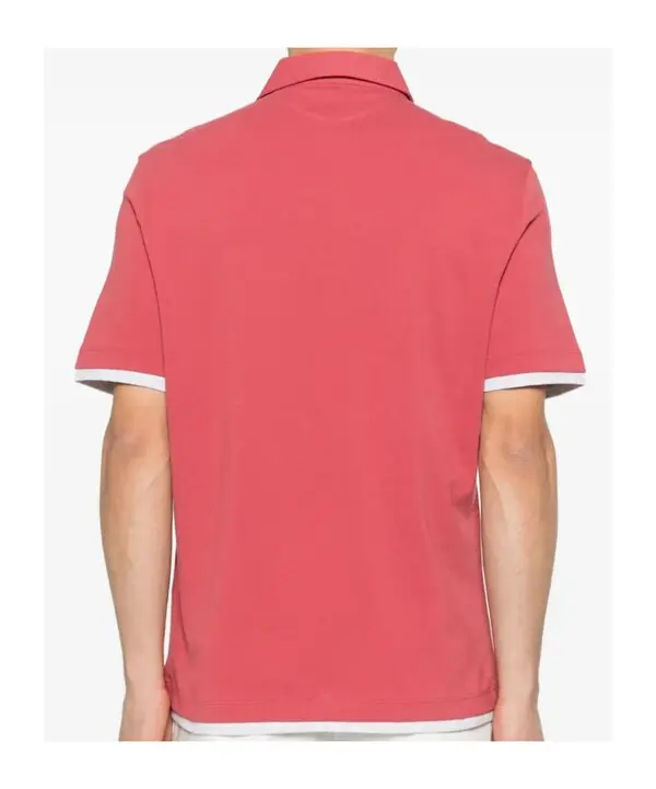 Brunello Cucinelli Buttoned Trim Polo Shirt - Red