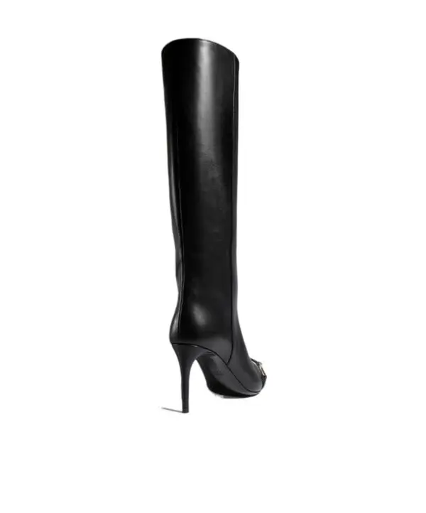 Gucci Donna Horsebit Pointed Toe Stiletto Mid Heel Boots