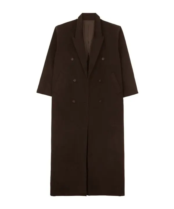 THE FRANKIE SHOP Gaia Oversized Double-breasted Coat - Dark Brown