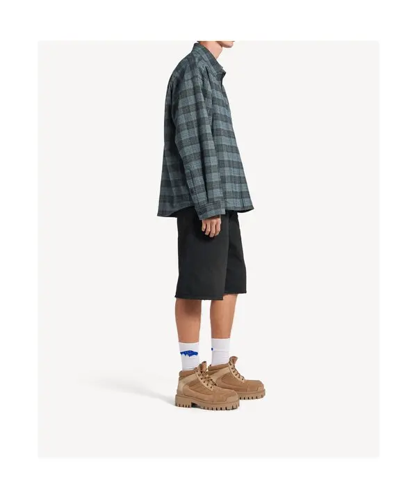 Balenciaga Checked Zip-up Shirt Jacket With Logo Detail