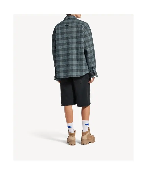 Balenciaga Checked Zip-up Shirt Jacket With Logo Detail