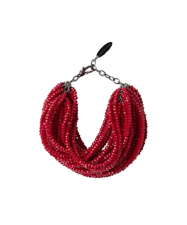 Brunello Cucinelli Beaded Bracelet With Logo Embellishment - Red